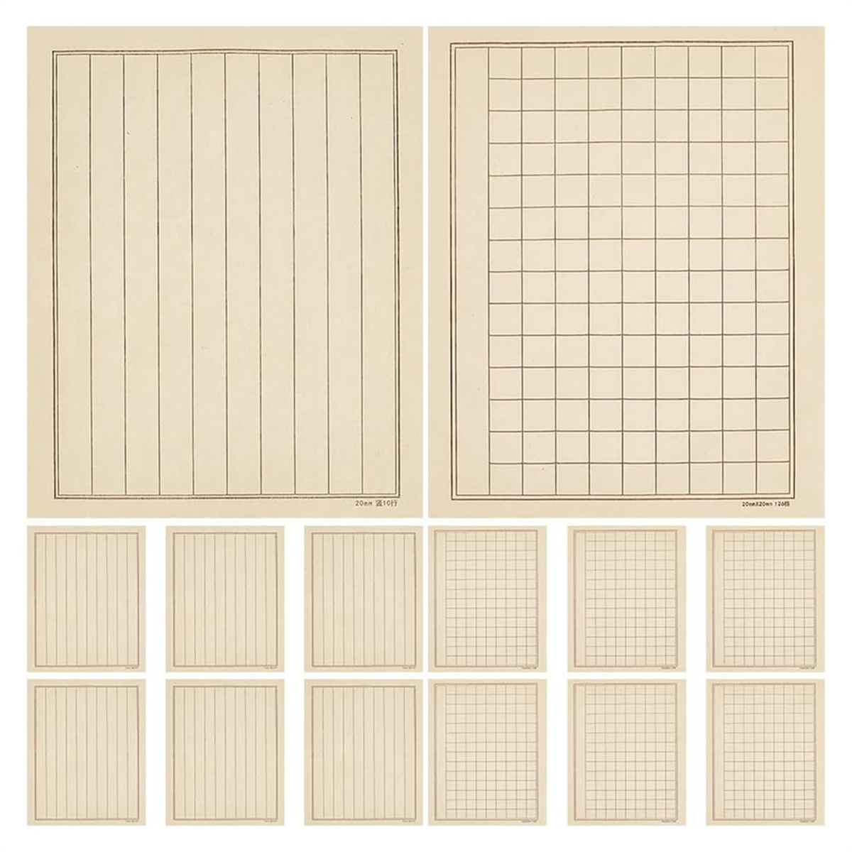 100 Sheets Chinese Calligraphy -Paper with 2 Styles Grids Japanese Sumi ...