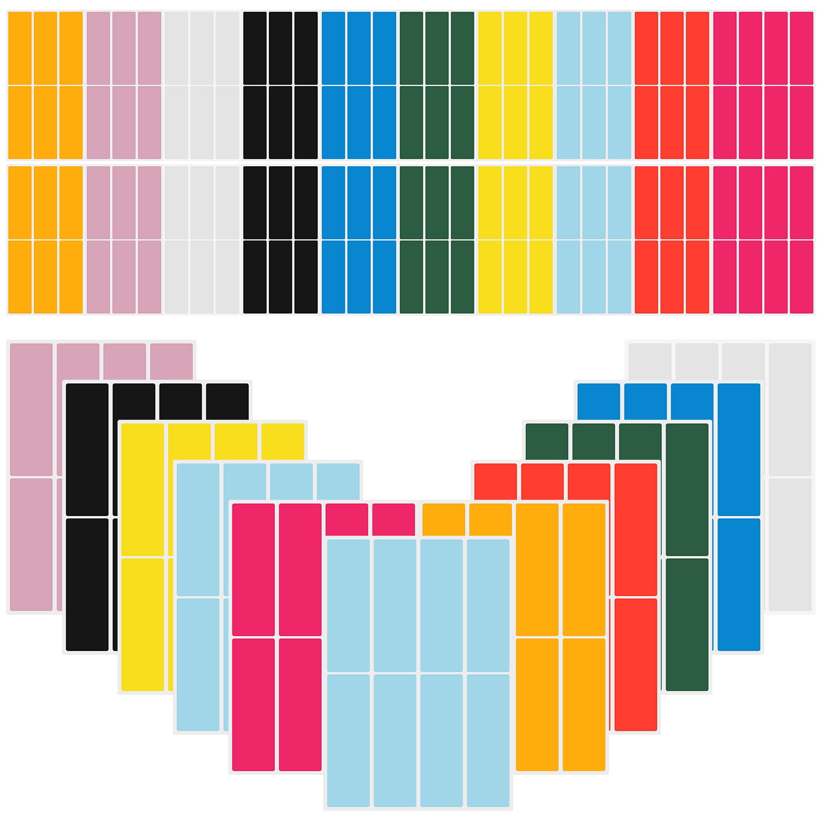 100 Sheets Colored Rectangle Stickers Labels Classification Classified ...