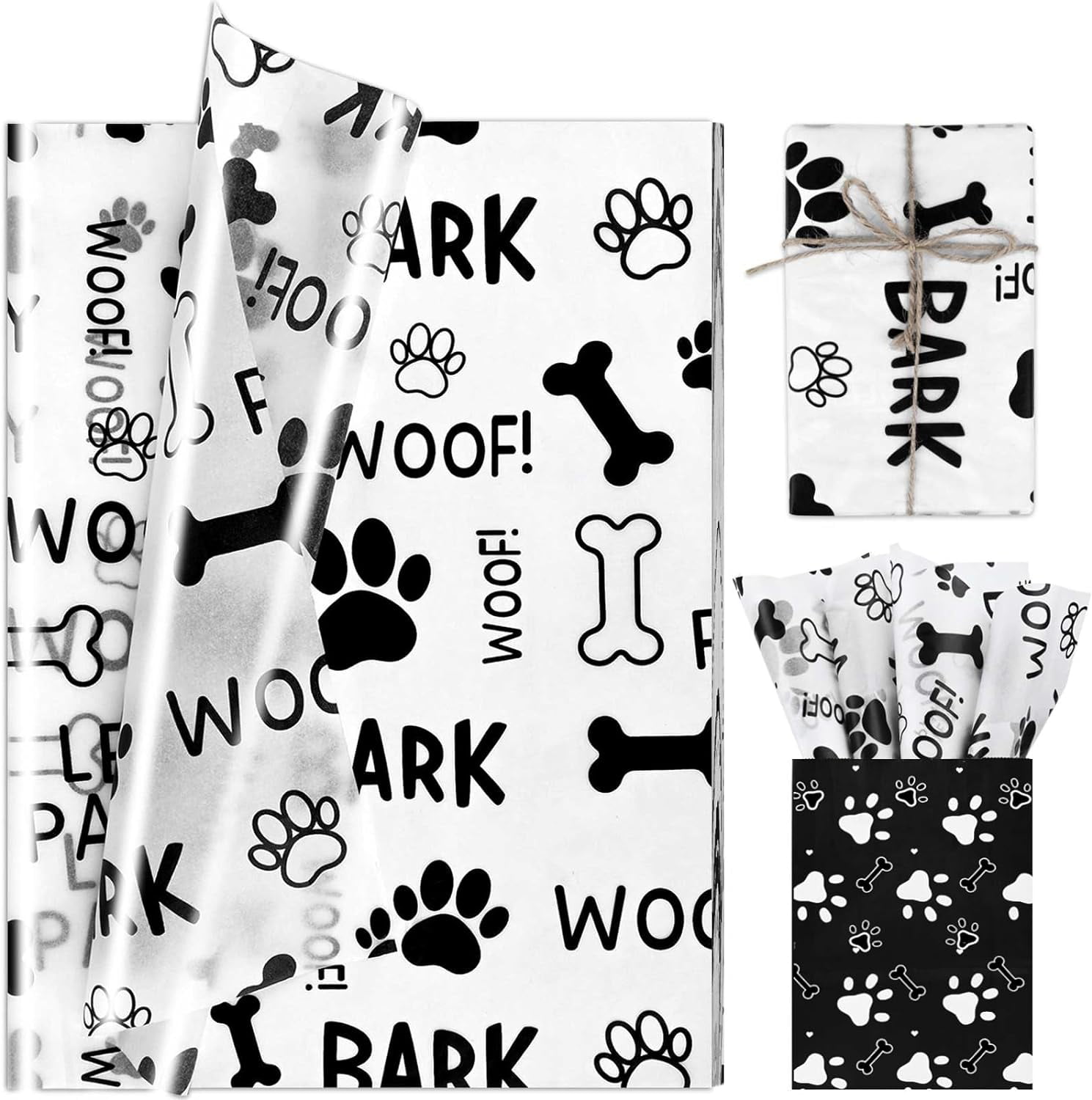 100 Sheets Dog Paw Print Tissue Paper - Puppy Paws Gift Wrap Tissue Let ...