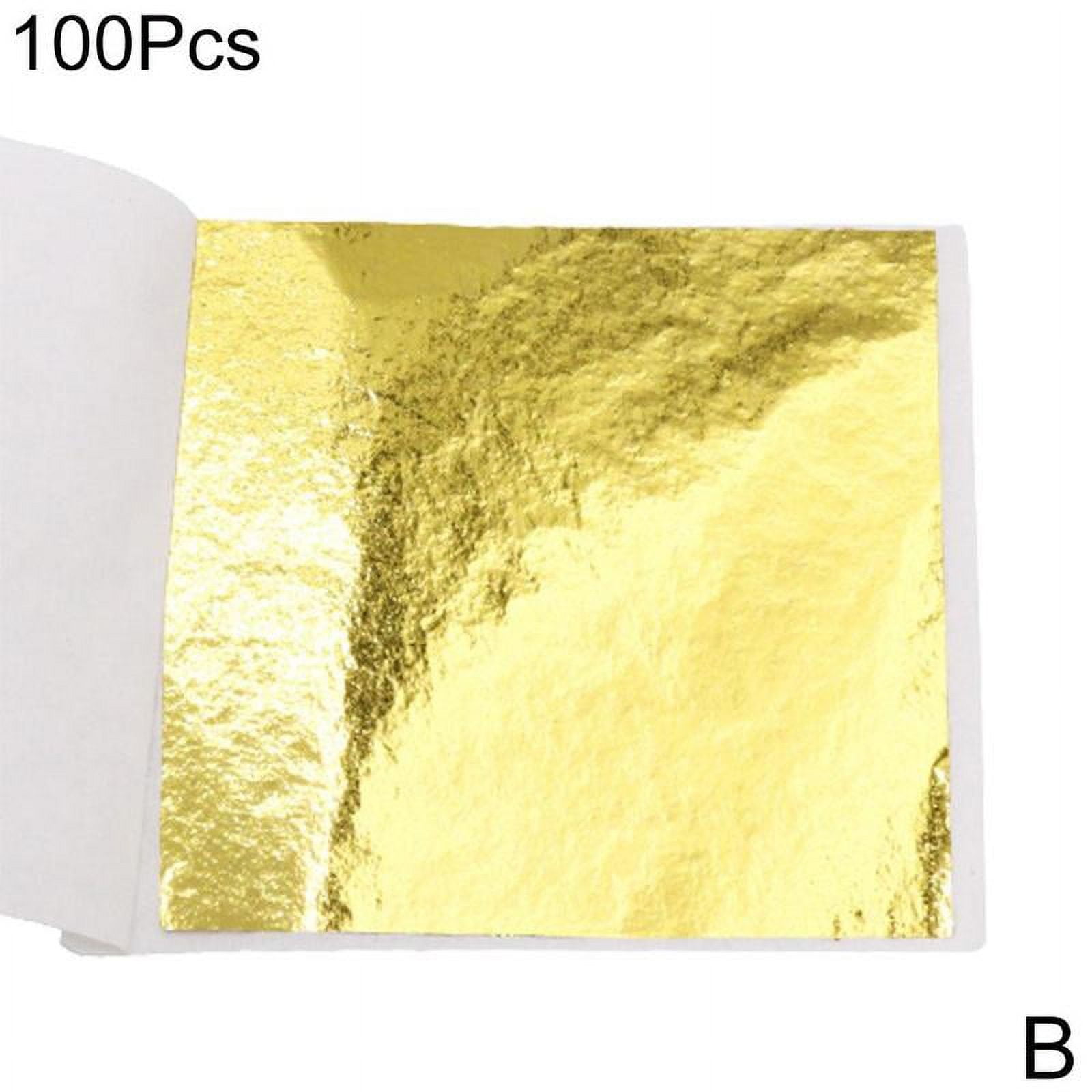 100 Sheets Double Gold DIY Foil Leaf Paper Food Cake Craft. Edible ...
