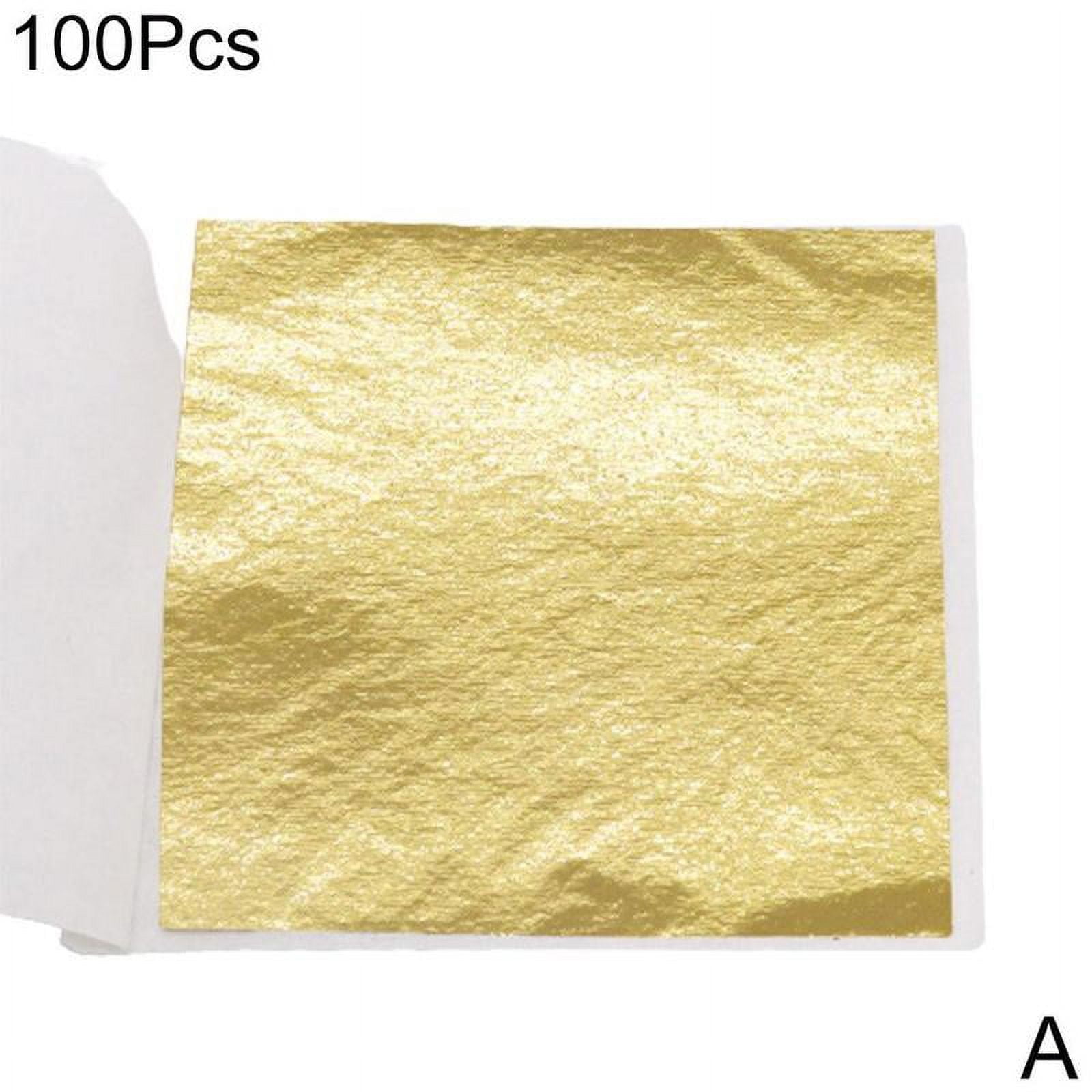 100 Sheets Double Gold DIY Foil Leaf Paper Food Cake Gilding Craft ...