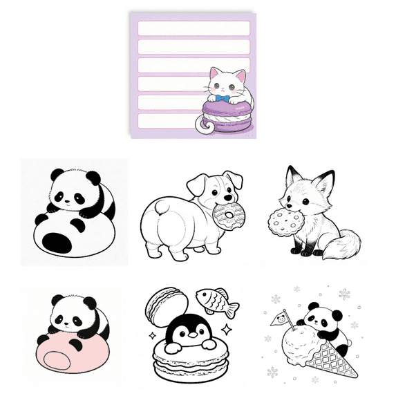 100 Sheets Double-Sided Coloring Sticky Notes: Original 100 Unique ...