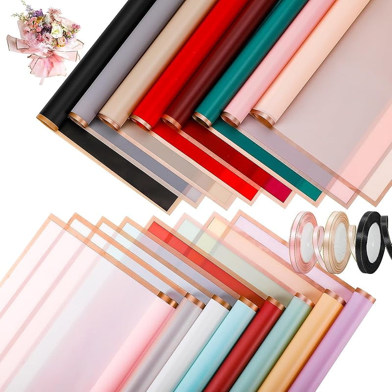 100 Sheets Flower Wrapping Paper Pure Color Flower Bouquet Wrapping ...