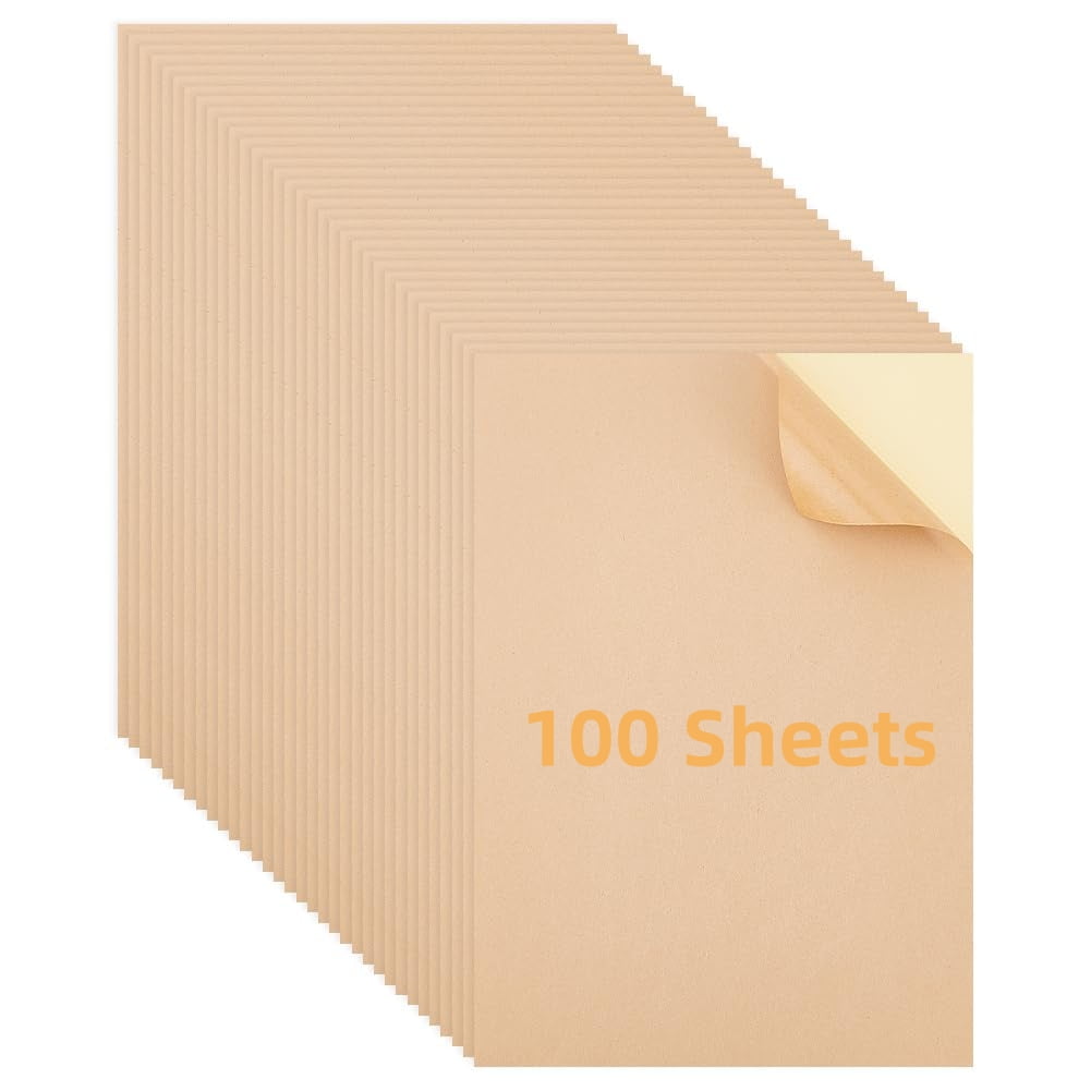 100 Sheets Full Sheets Sticky Printable Trianu Light Brown Kraft Paper ...