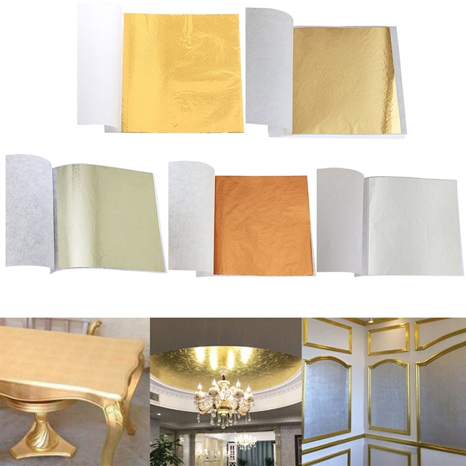 100 Sheets Gold Foil Leaf Gilding Handicrafts Craft Paper Decoration ...