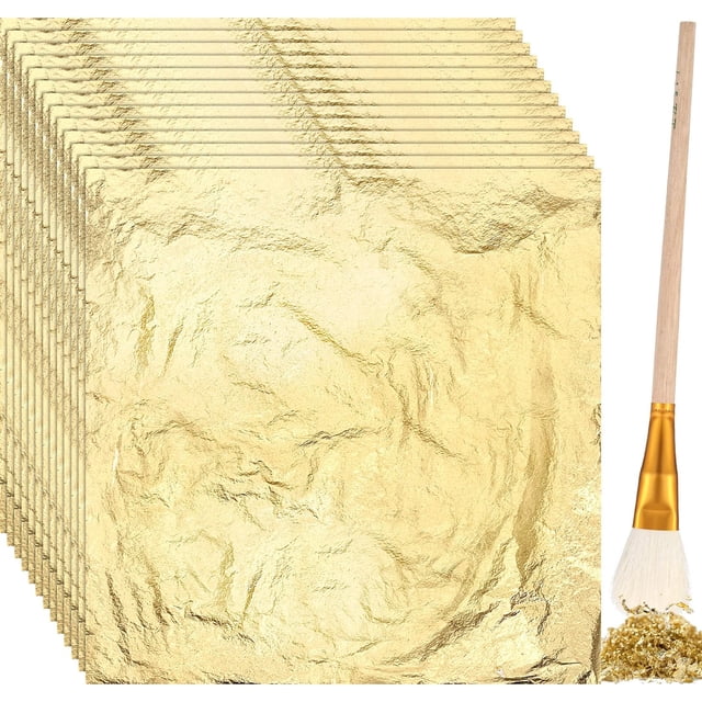 100 Sheets Gold Foil Paper Art Gold Foil Sheets Gilding Brush Thin Gold ...