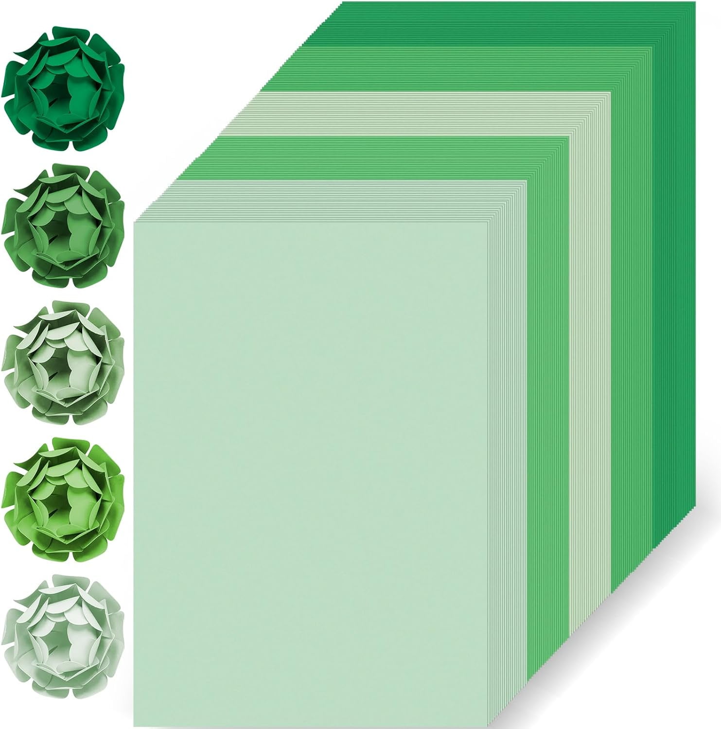 100 Sheets Green Colored Cardstock Thick Paper, 5 Colors Assorted Blue ...