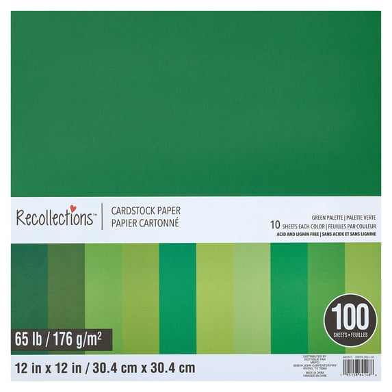 Recollections 100 Sheets Green Palette Cardstock 12"x12" 65lb - Walmart.com