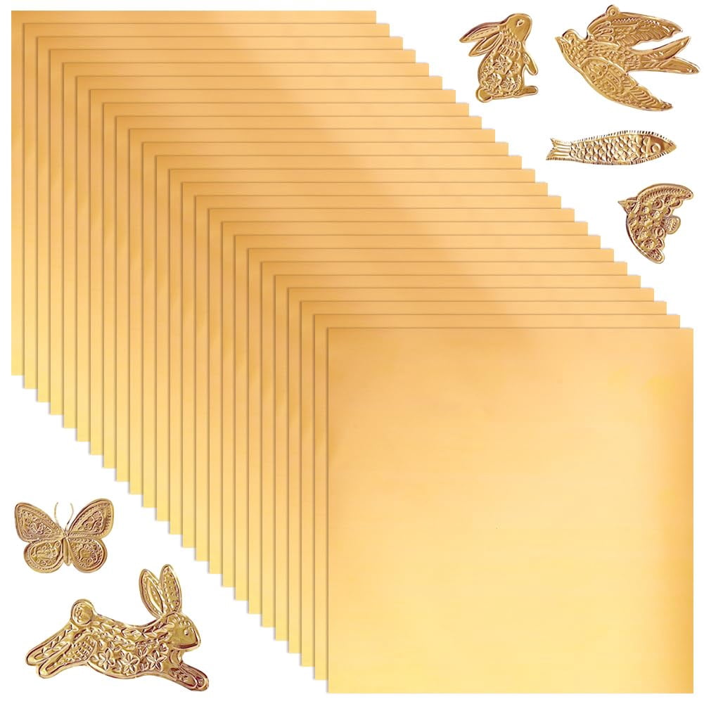 100 Sheets Heavy Duty Aluminum Foil Sheet 6 x 6 inch Gold Flashing ...