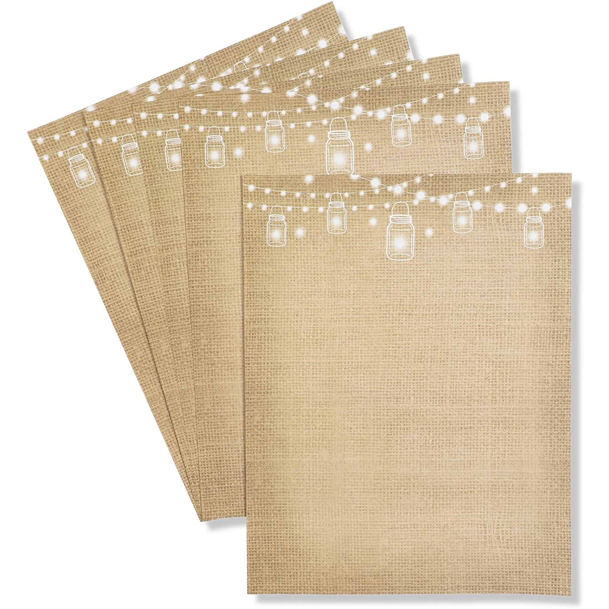 100 Sheets Mason Jar and String Light Rustic Stationary Paper for ...