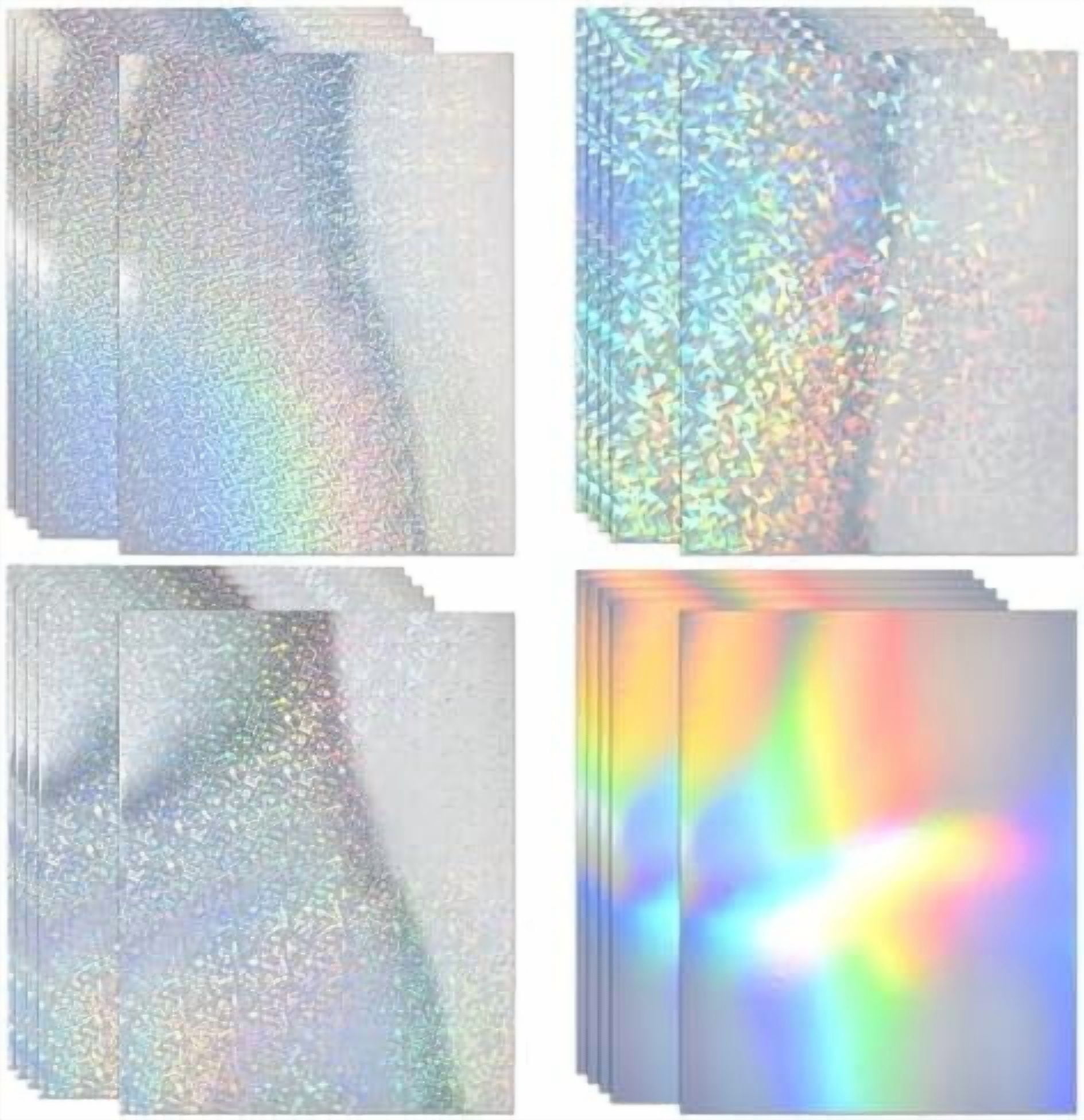 100 Sheets Metallic Holographic Card Stock Glitter Cardstock Iridescent ...