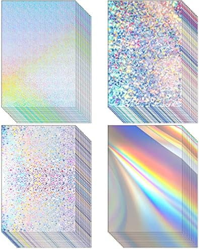 100 Sheets Metallic Holographic Card Stock Shiny Glitter Cardstock ...