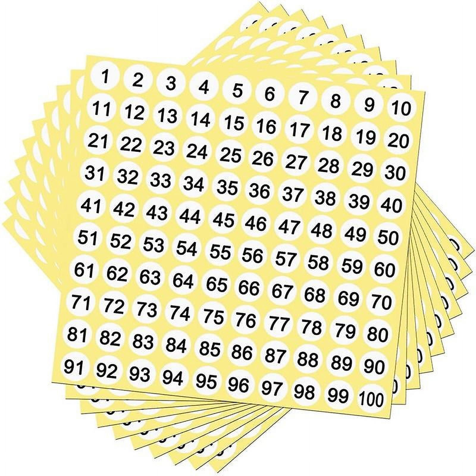 100 Sheets Number Labels Stickers 1-100 Numbers Round Stickers 0.4 Inch ...