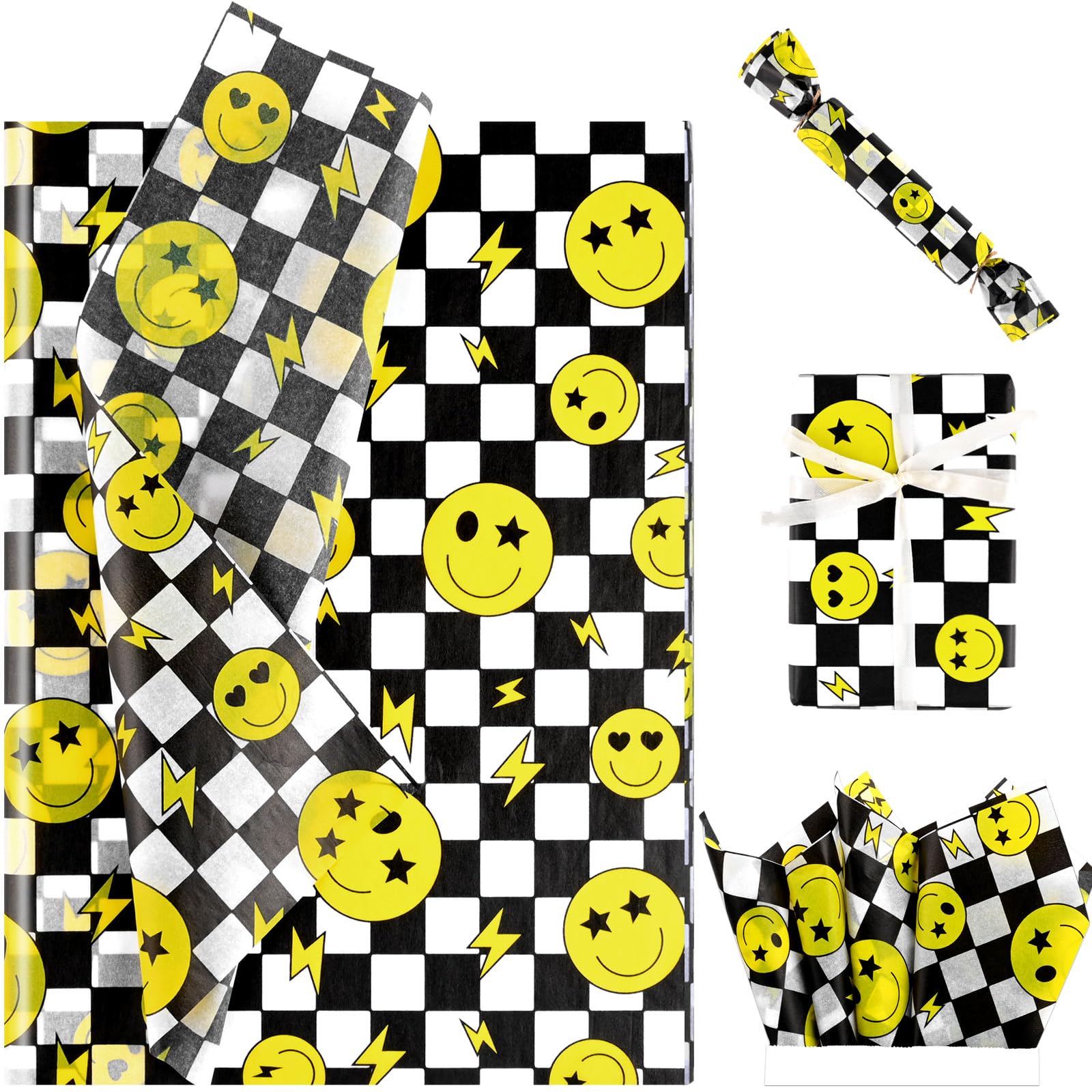 100 Sheets One Happy Dude Tissue Paper for Gift Bags, Black Yellow ...