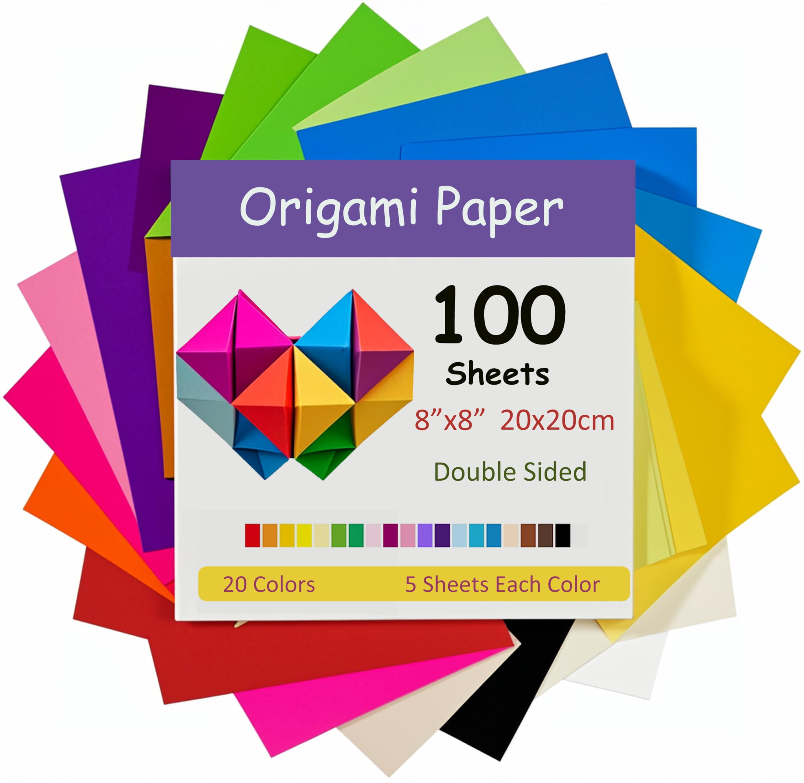 100 Sheets Origami Paper, AIF9 20x20 cm/8 Inch Large Origami Paper ...
