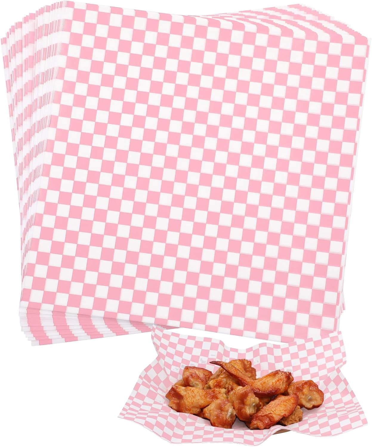 100 Sheets Pink and White Checkered Deli Paper Sheets 12 * 12 Inch ...