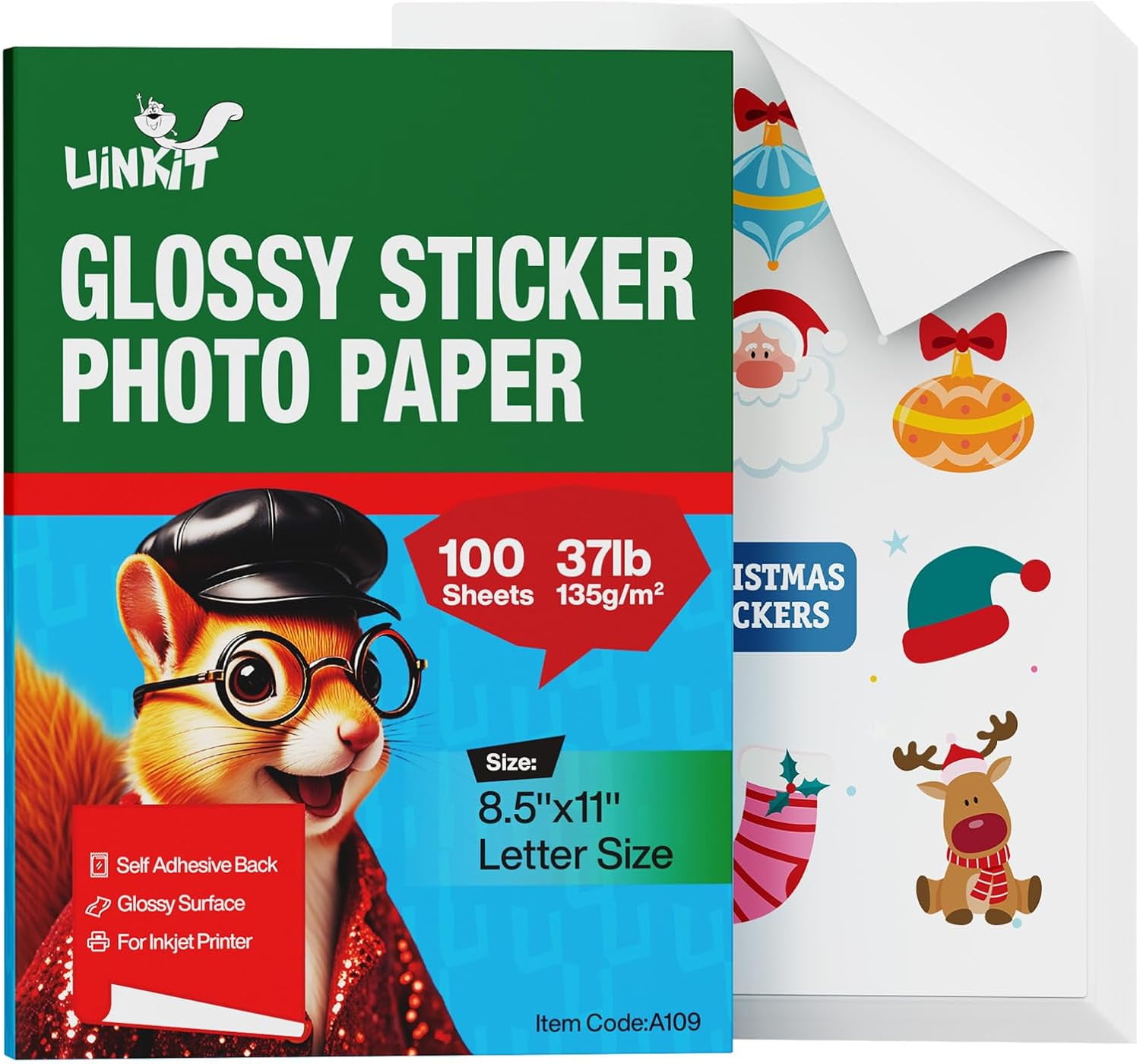 100 Sheets Printable Glossy Sticker Photo Paper 8.5x11 Full Sheet ...