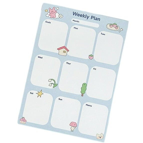 100 Sheets Rabbits Weekly Plan Memo Pad Self-Adhesive Sticky Notes Bear ...