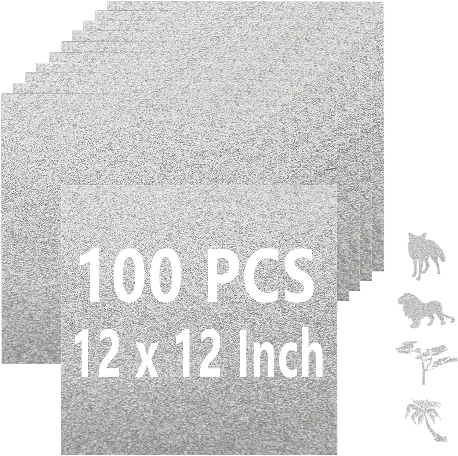 100 Sheets Silver Glitter Cardstock 12 x 12 Inch Glitter Cardstock ...