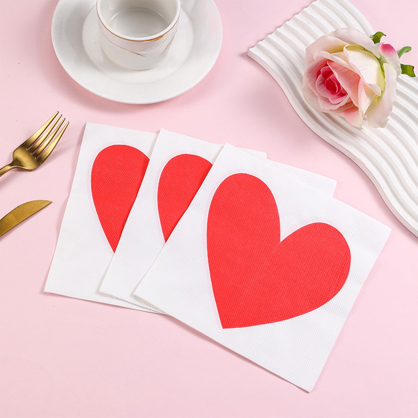 100 Sheets Valentine'S Day Paper Napkins, 5 Pack Disposable Printed ...