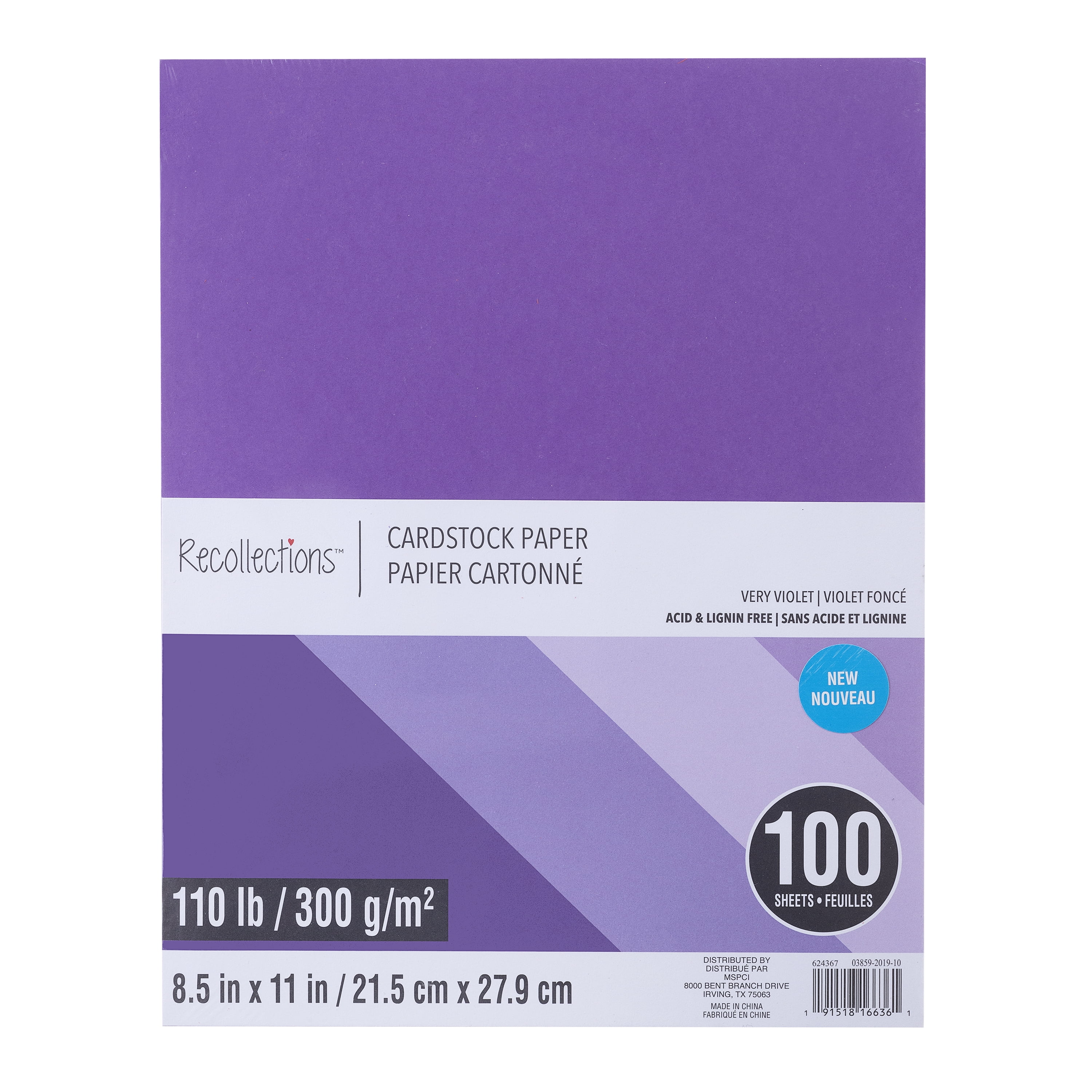 100 Sheets Very Violet 8.5” x 11” Cardstock Paper by Recollections ...