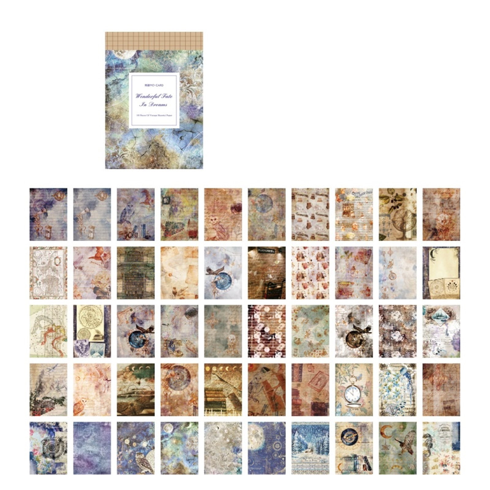 100 Sheets Vintage Aesthetic Scrapbook Paper Set Decorative Kraft Paper ...