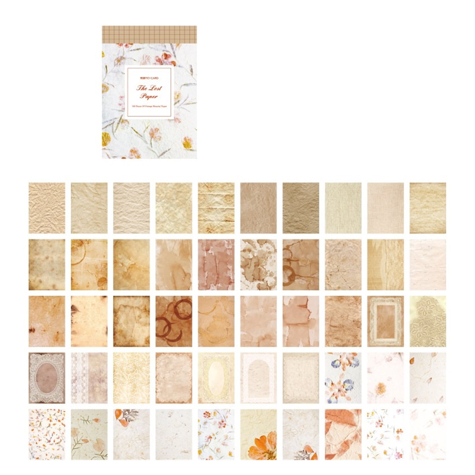 100 Sheets Vintage Aesthetic Scrapbook Paper Set Decorative Kraft Paper ...