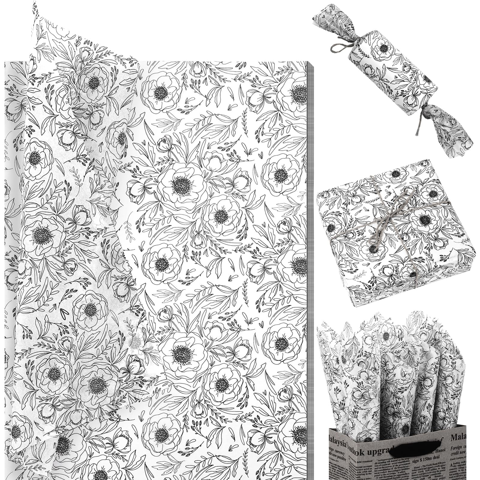 100 Sheets Vintage MMF7 Wildflower Tissue Paper Vintage Vintage ...