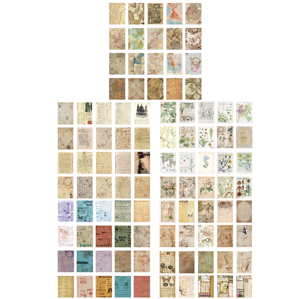 100 Sheets Vintage Material Paper Scrapbook Diy Dark Academia Room