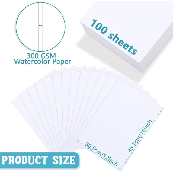 100 Sheets Watercolor Paper Bulk 140 Lb/300 GSM White Construction ...