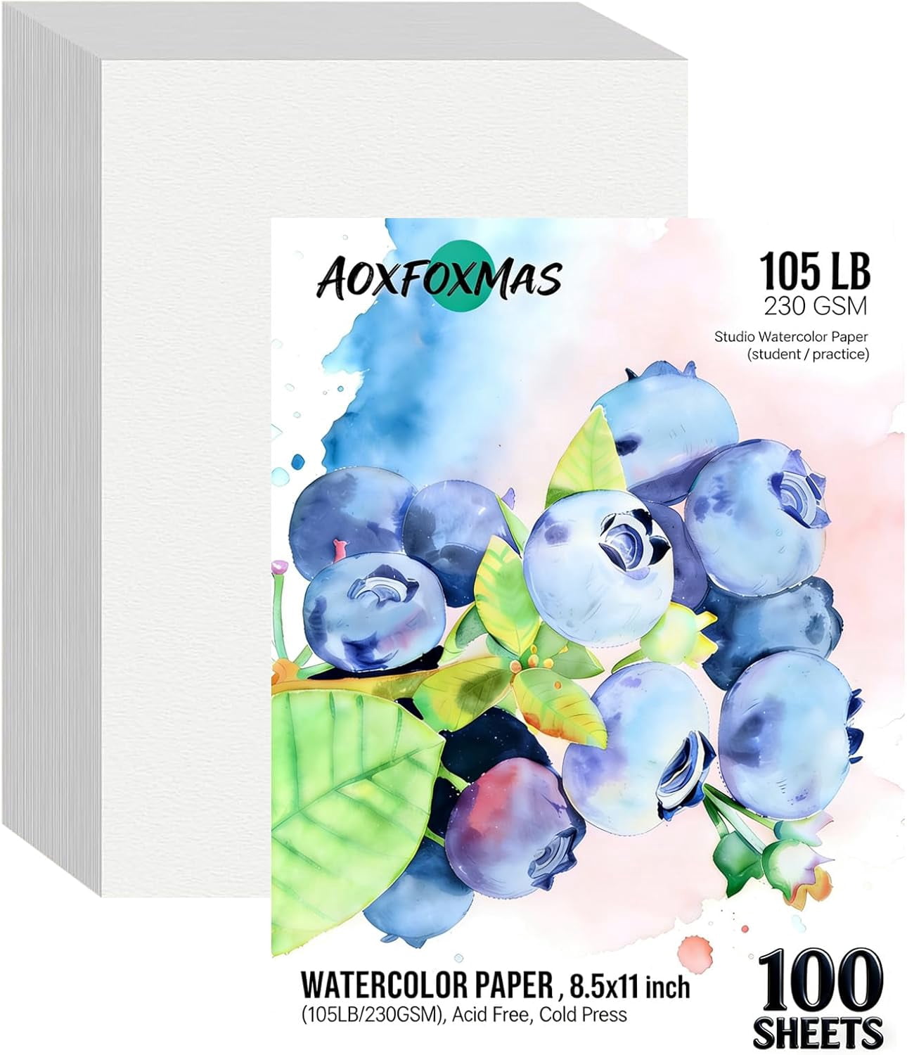 100 Sheets Watercolor Paper Bulk 8.5x11 Inch, 105LB/230GSM Cold Press ...