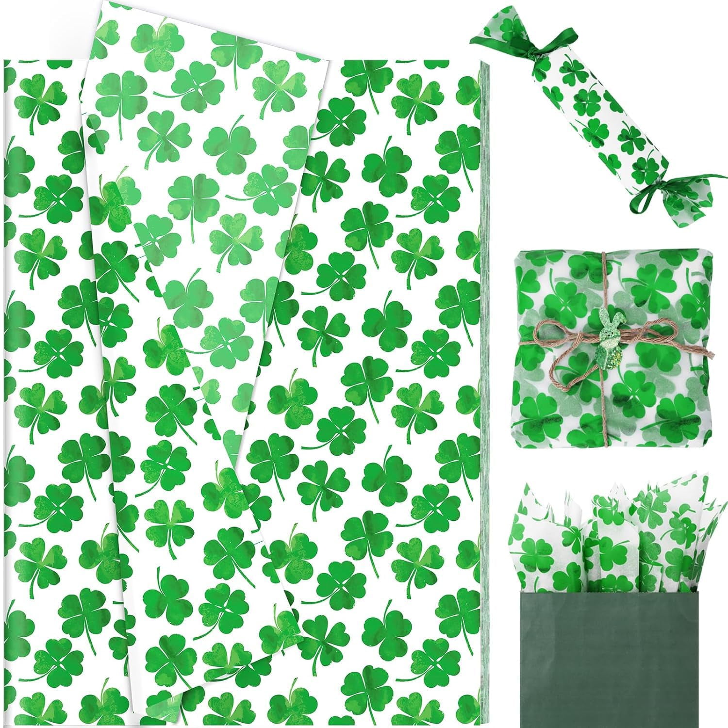 100 Sheets Watercolor Shamrock KEF16 Tissue Paper, 20'' x 14'' Shamrock ...