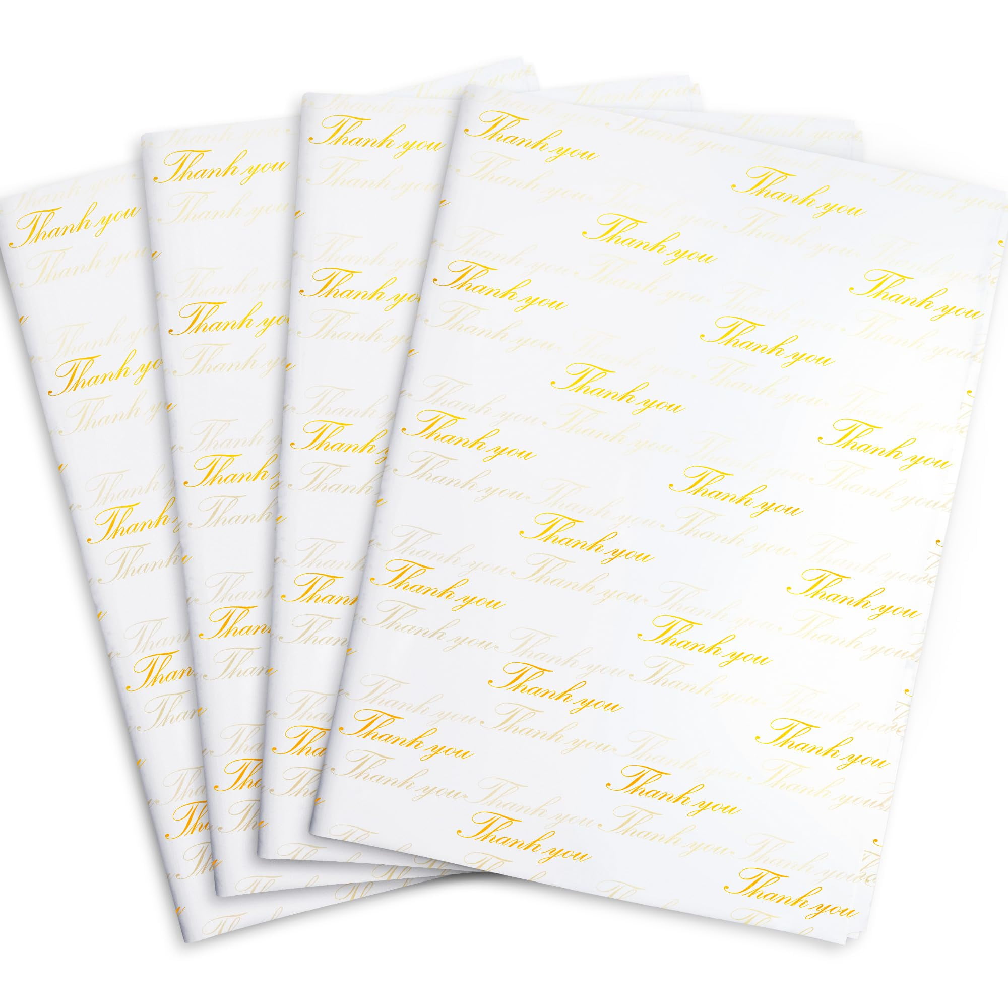 100 Sheets White with Gold Thank BSL1 You Tissue Paper Bulk,20" x 14 ...