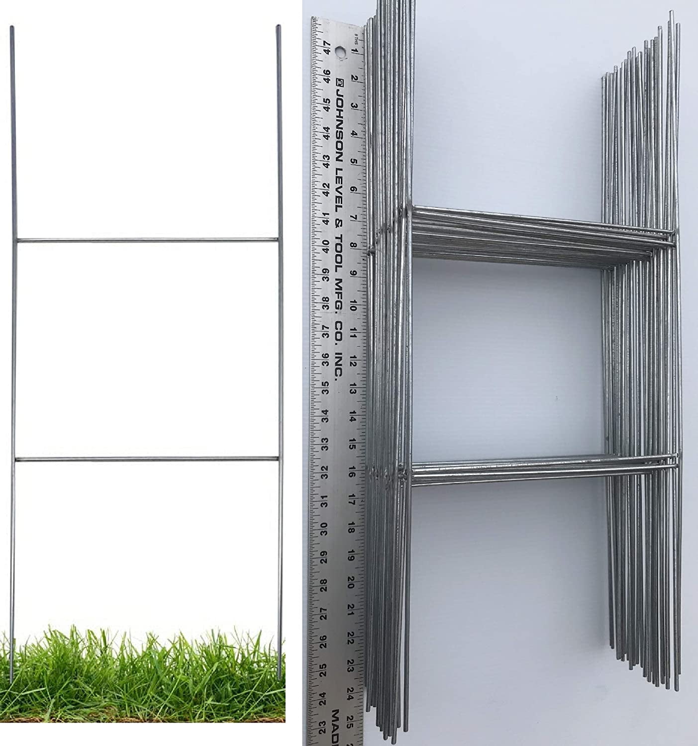 100 Signs Stake 24'' Double H-Frame Metal Stake 10x24 Inch, 24'' Tall 10'' Wide use with ...