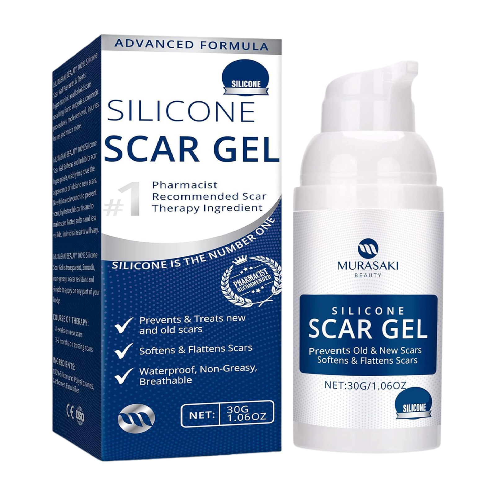 100% Silicone Scar Gel Scar Cream - Advanced Scar Gel for Surgical Scars, C-Section, Stretch ...