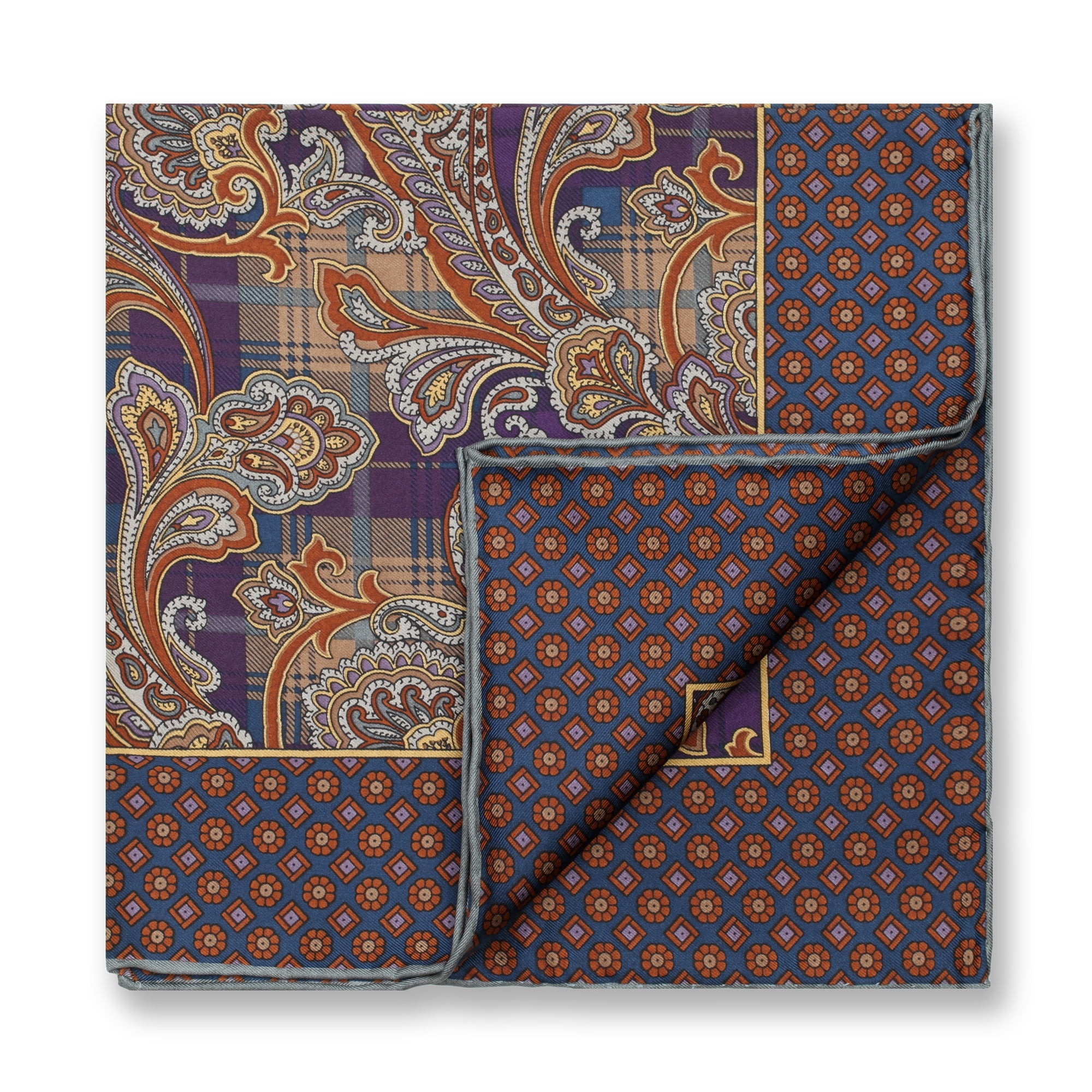 100% Silk Ring Floral Pattern Men's Suit Pocket Square Handkerchief ...