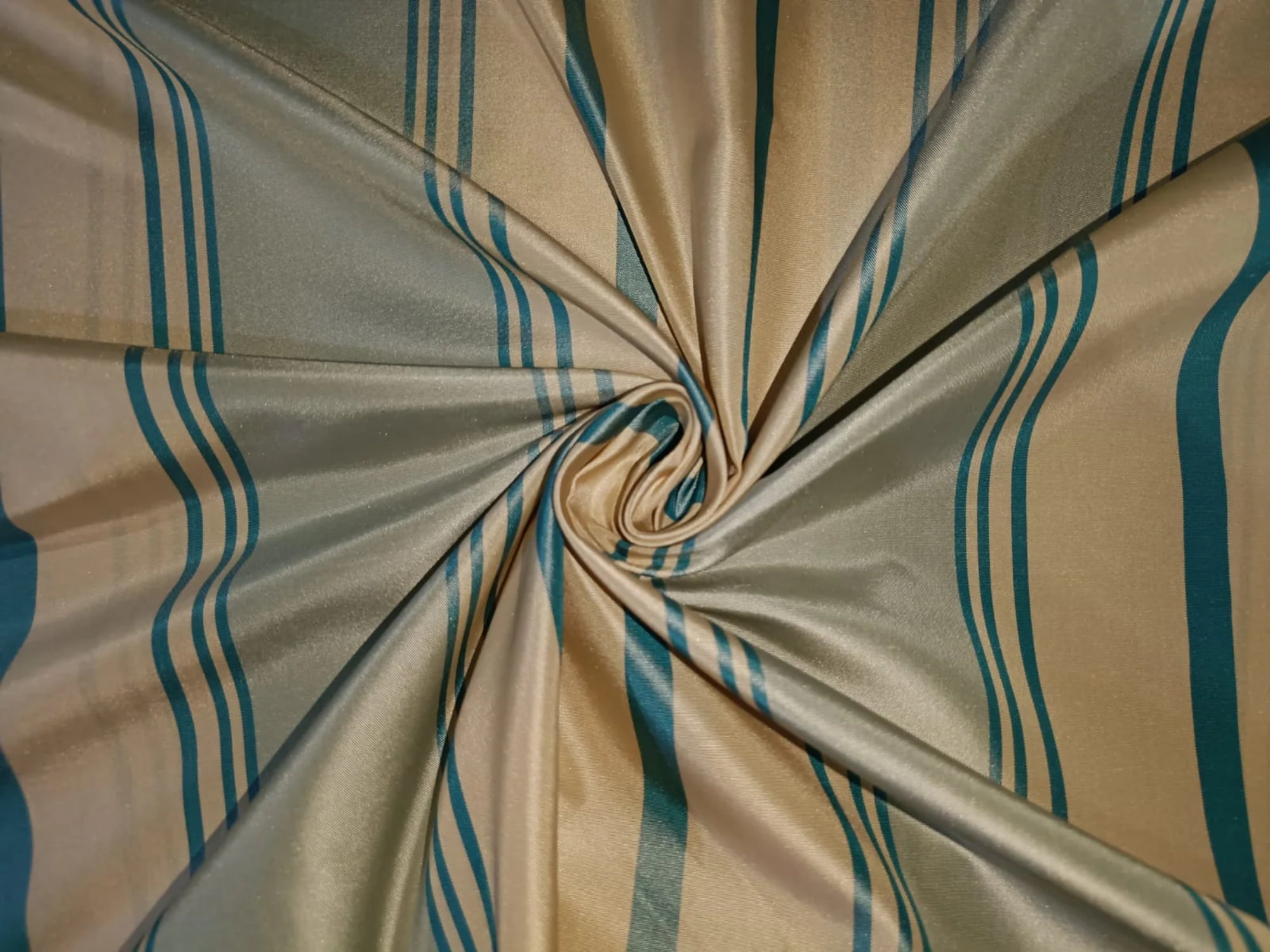 100% Silk Taffeta Fabric Icy Blue butter Gold stripes 54" wide Taf#S110 - Walmart.com