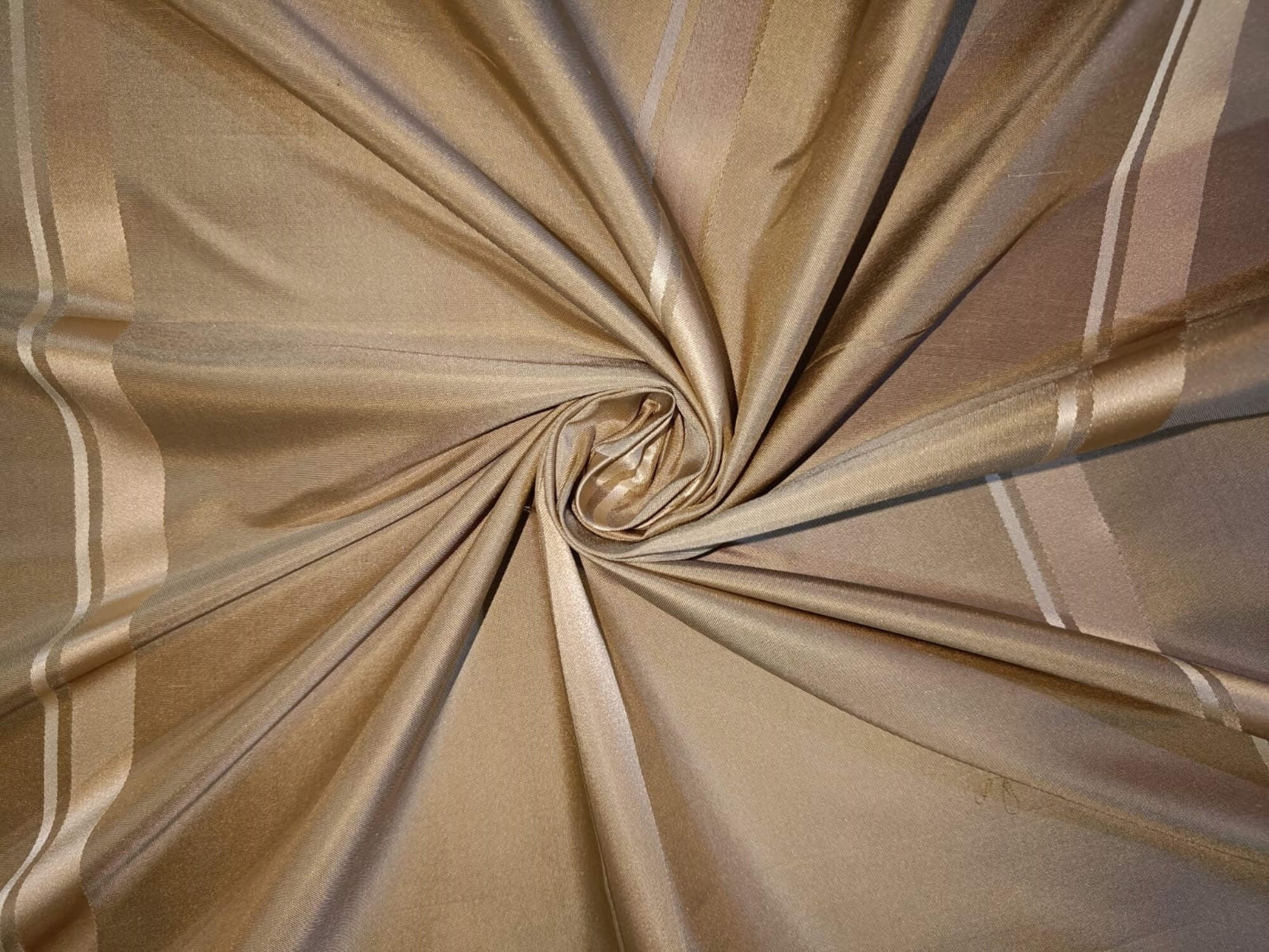 100% Silk Taffeta Fabric Shades of Beige Cream colour with Satin Stripes 54 "wide TAF#S102[2 ...