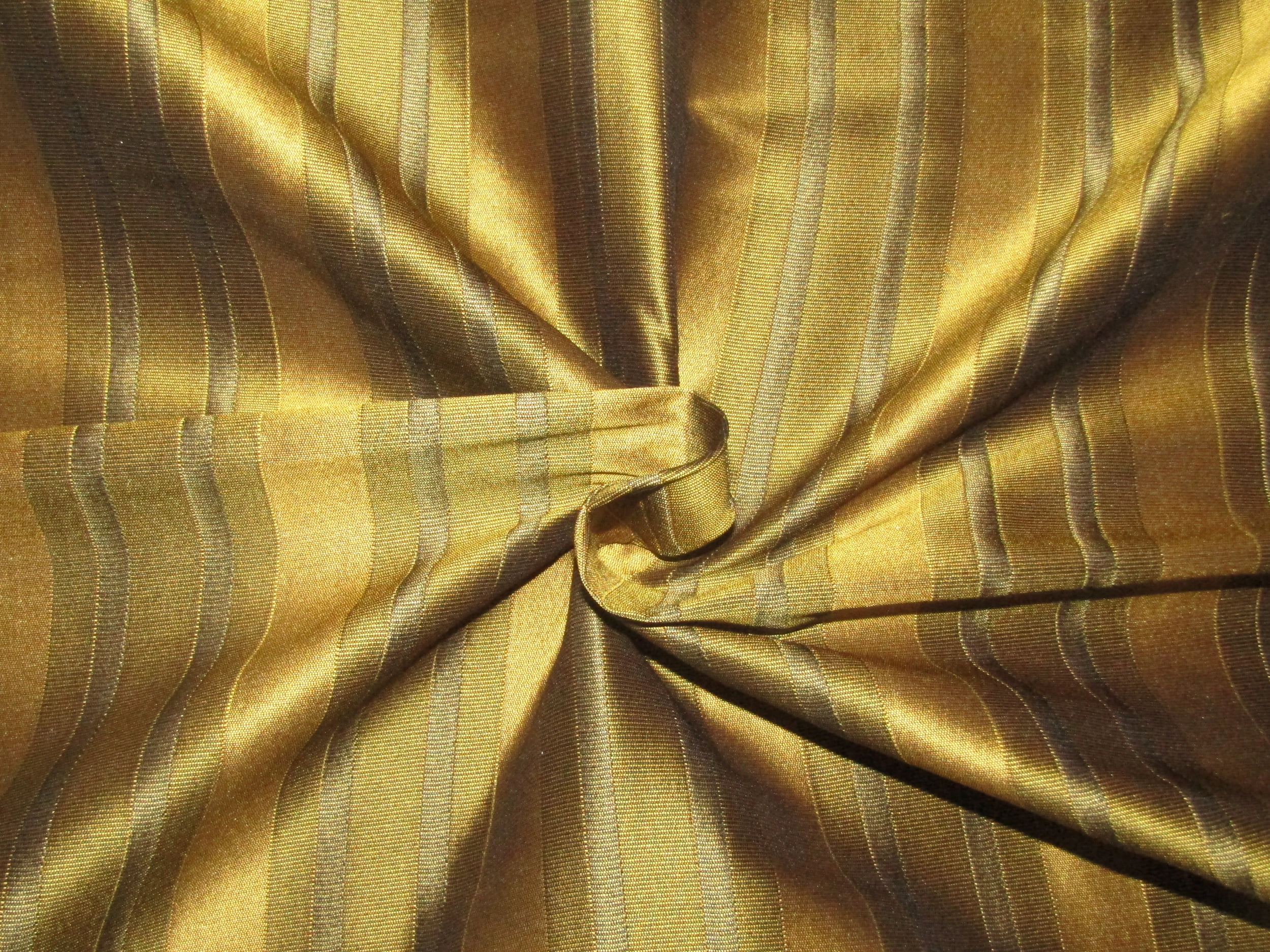 100% Silk Taffeta dusty gold and black colour jacquard stripe 54" wide - Walmart.com
