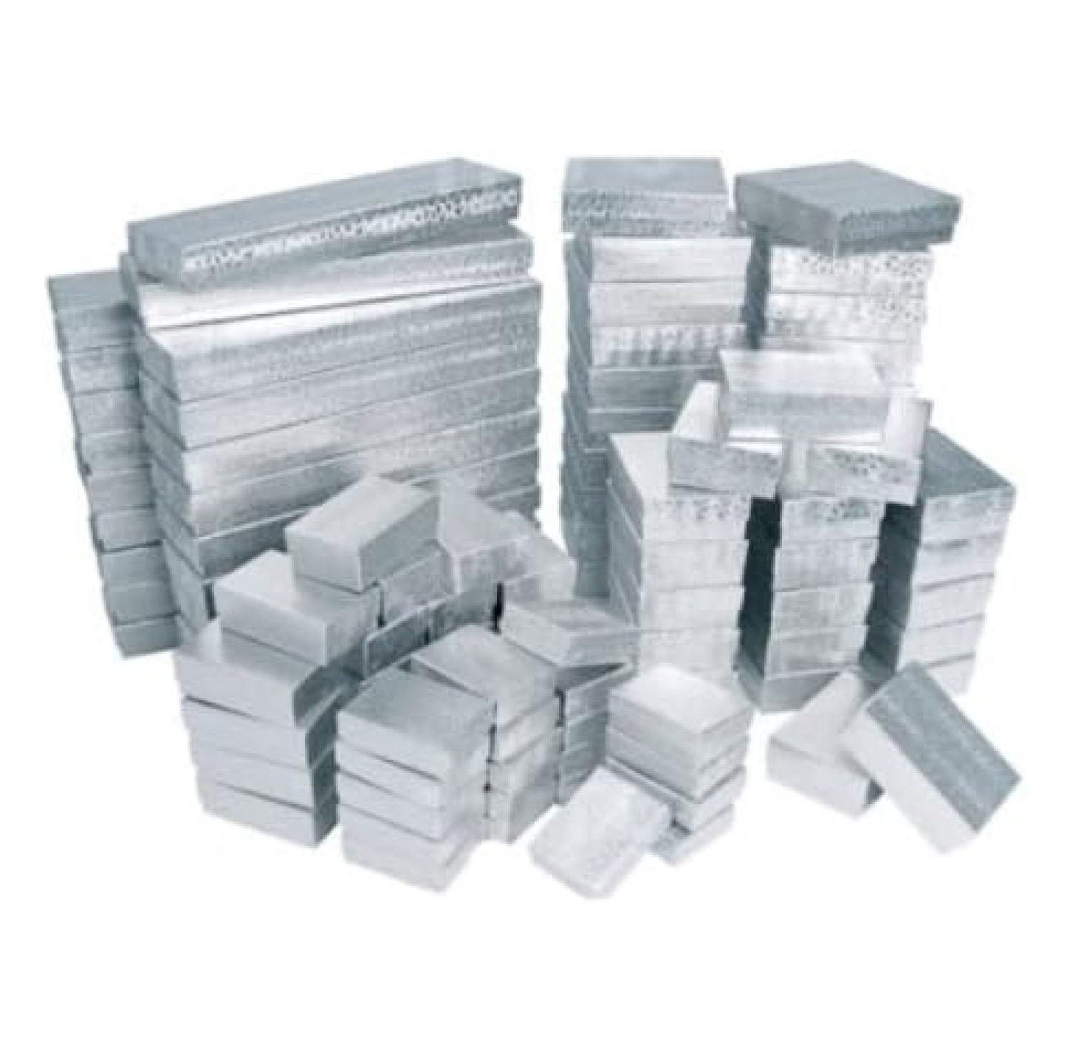 100 Silver Cotton Filled Boxes/ Assorted Sizes 100 Silver Cotton Filled ...