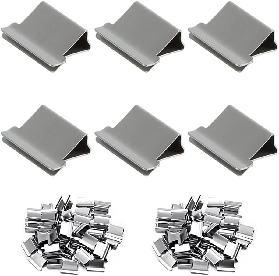 100 Silver Metal Refill Clips, Modern Stainless Steel Clam Clip ...