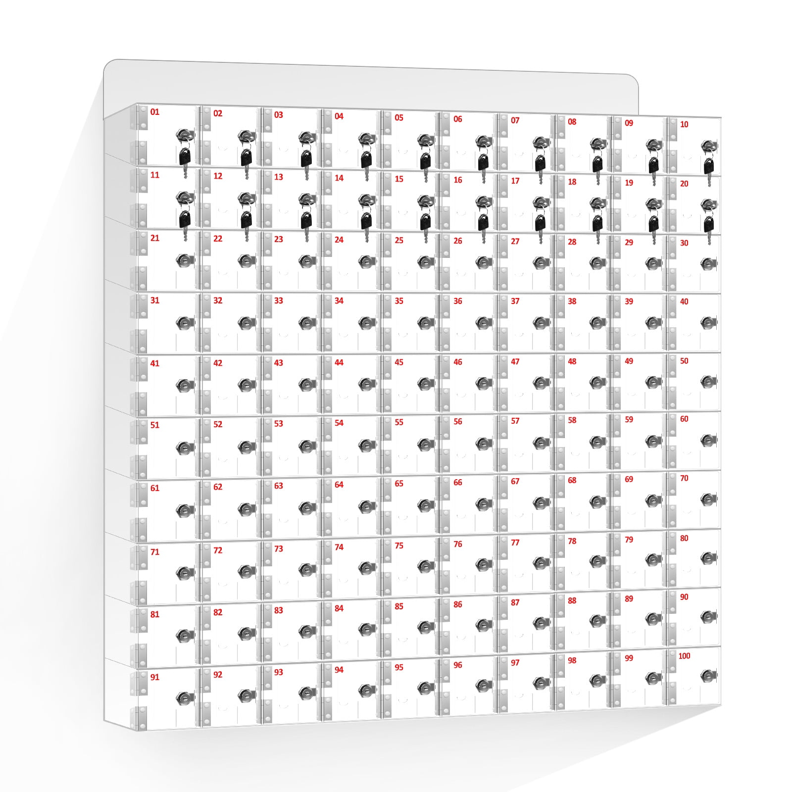 100 Slots Acrylic Clear Cell Phone Storage Locker Wall Mounted Locker ...