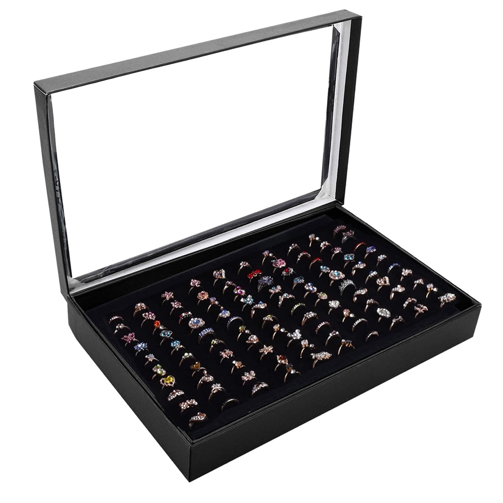 100 Slots Jewelry Ring Earrings Storage Box, Ring Organizer Display ...