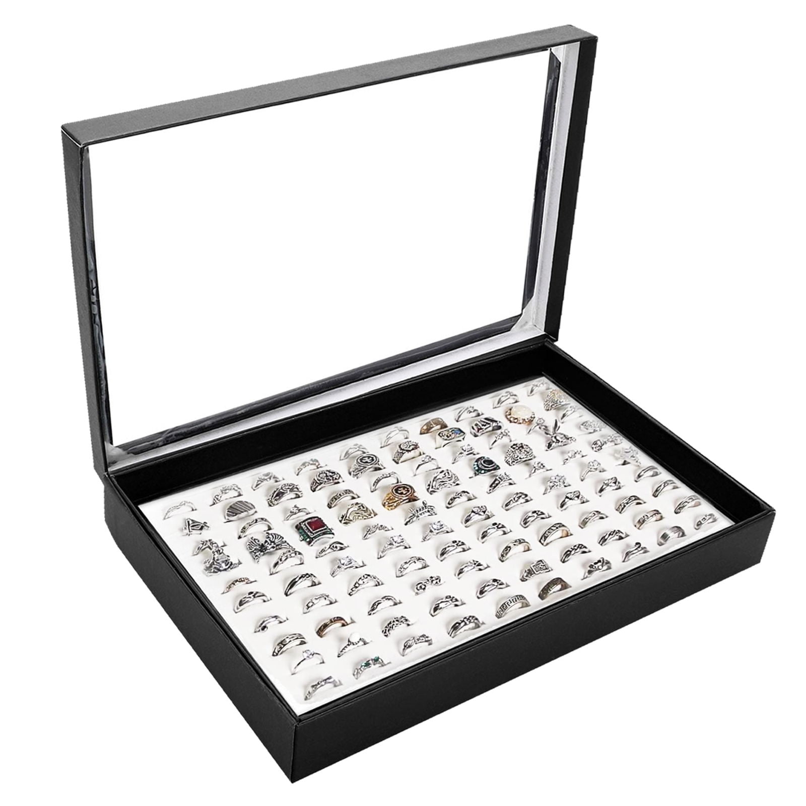 100 Slots Jewelry Ring Earrings Storage Box, Ring Organizer Display ...