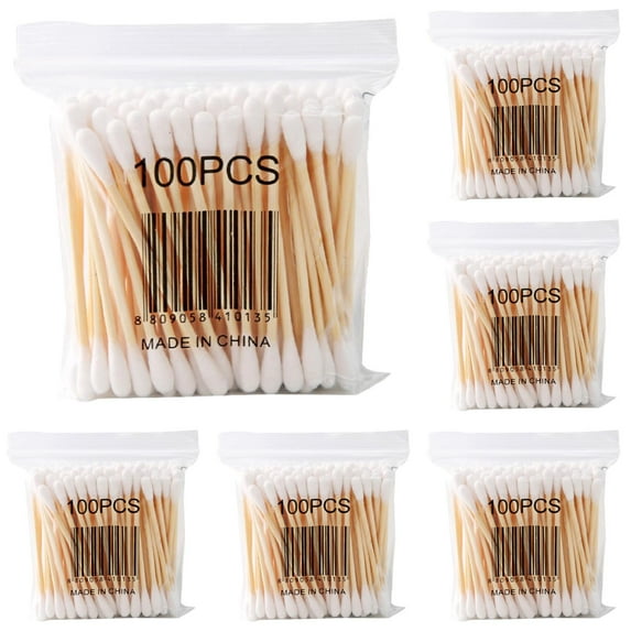 100 Soft Bag Wood Stick Double Head Sanitary Dusting Wand Long Handle ...