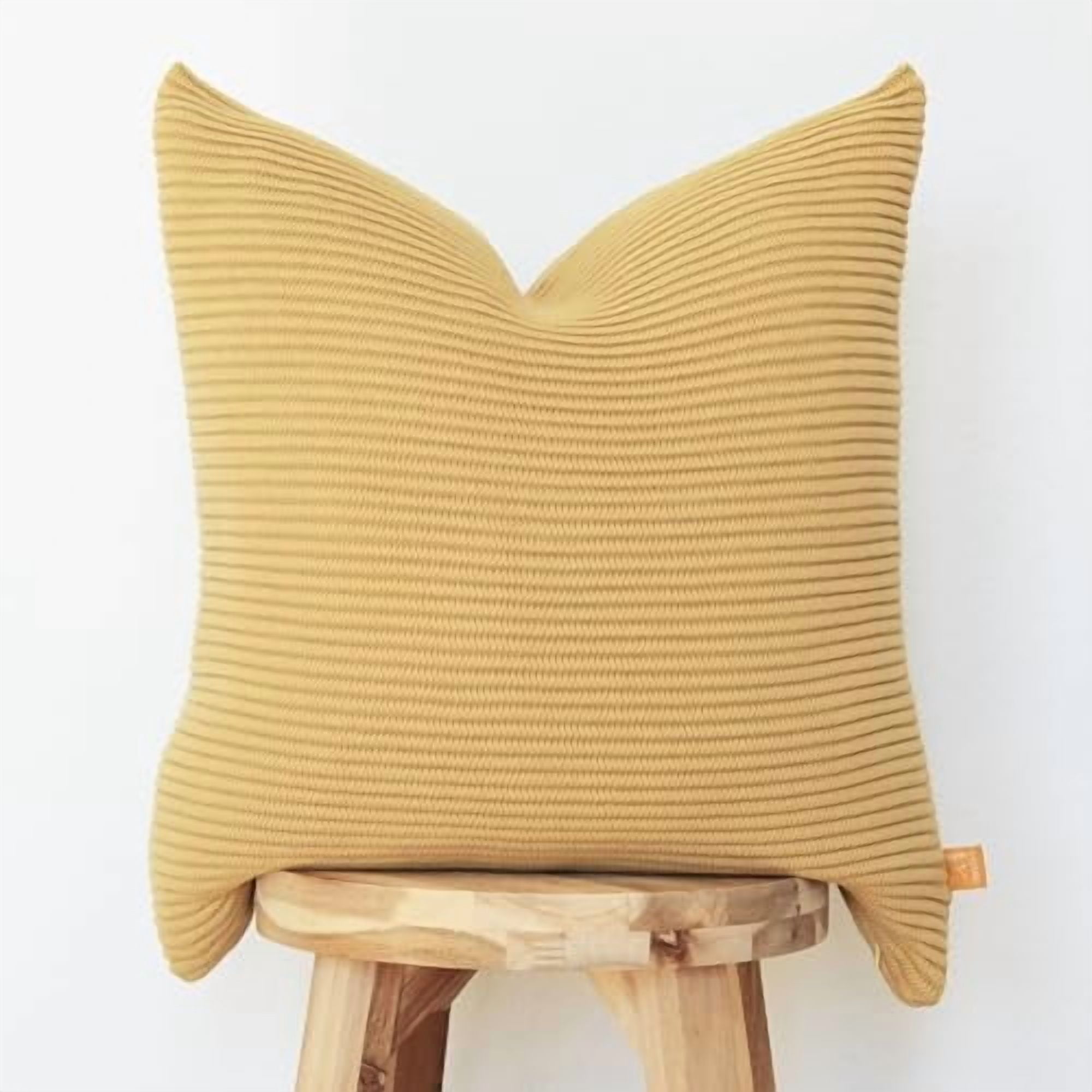 100% Soft Cotton Raised Stripes Textured Rib Knit Throw Pillow Cover ...