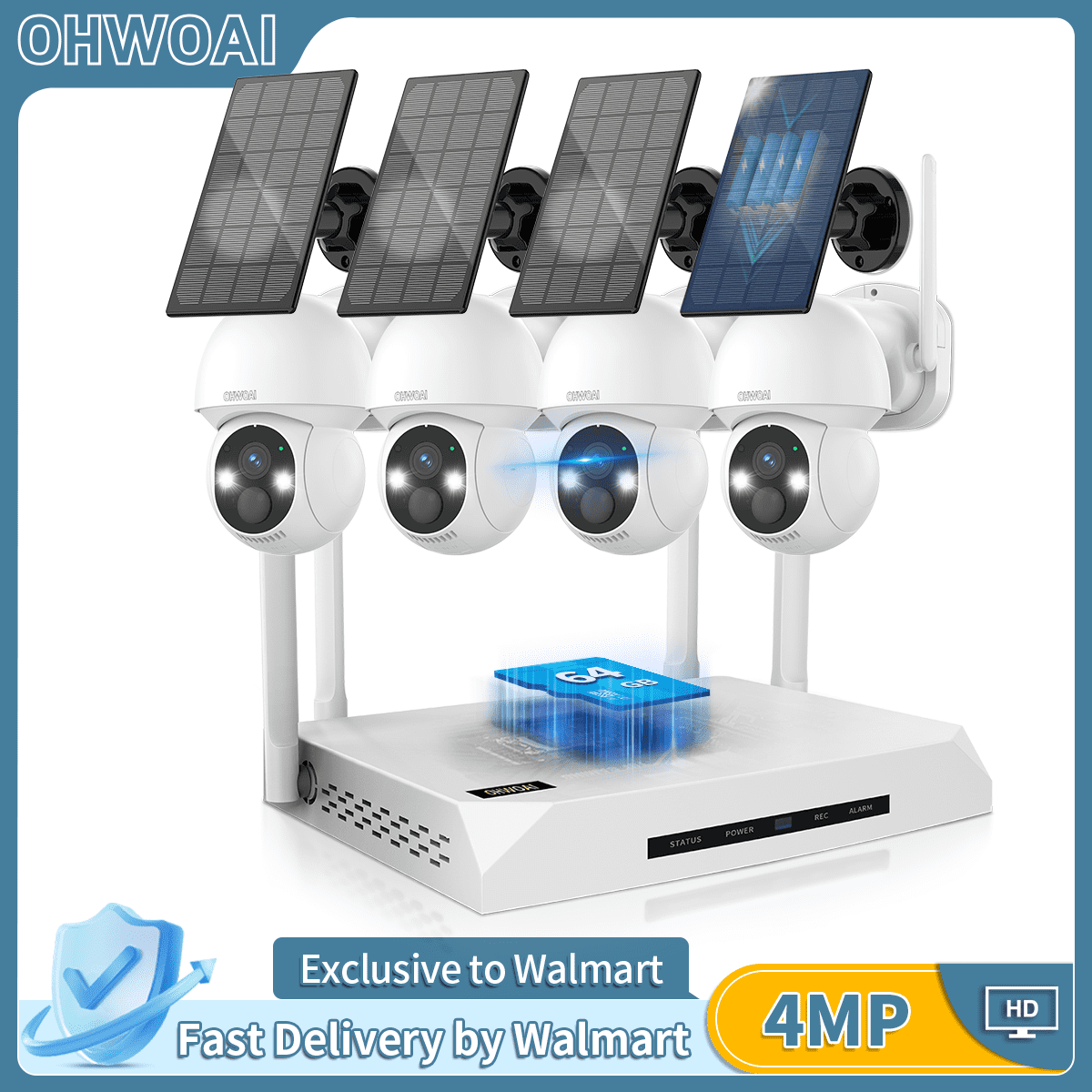 《100% Solar Powered & Full 360° View》Outdoor Wireless PTZ Camera System ...
