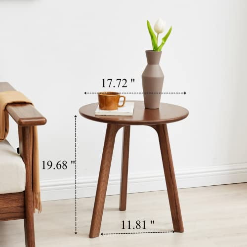 100% Solid Oak Small Side Table - Stylish Design Round End Table with 3 ...