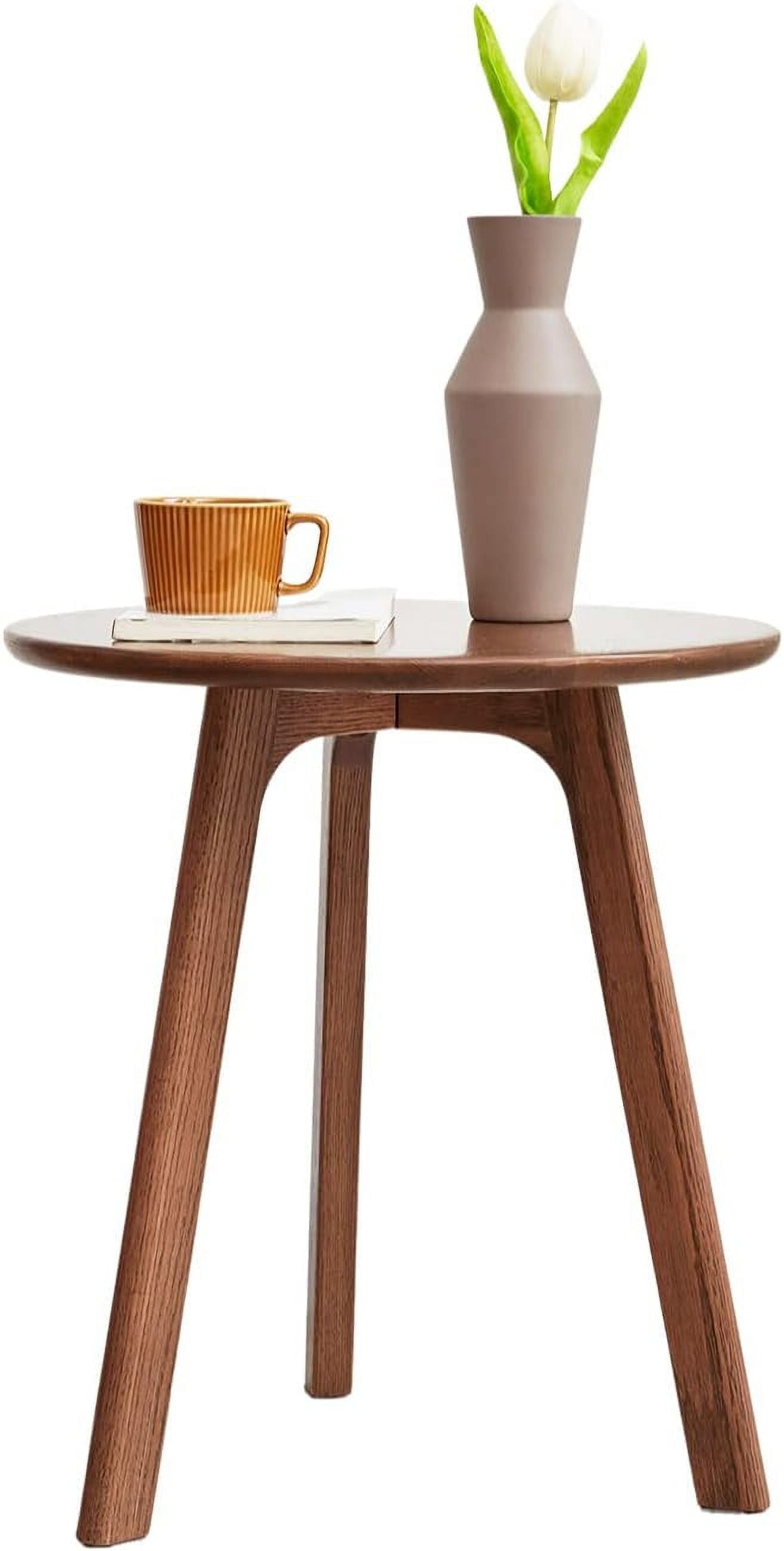 100% Solid Oak Small Side Table - Stylish Design Round End Table with 3 ...