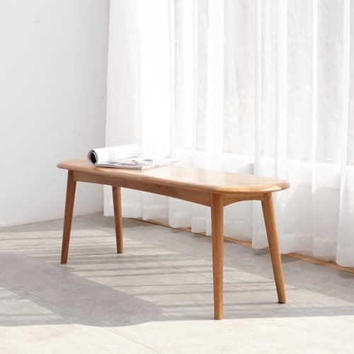 100% Solid Oak Wood Bench, Rounded Corner Baguette Shape Chair Surface ...